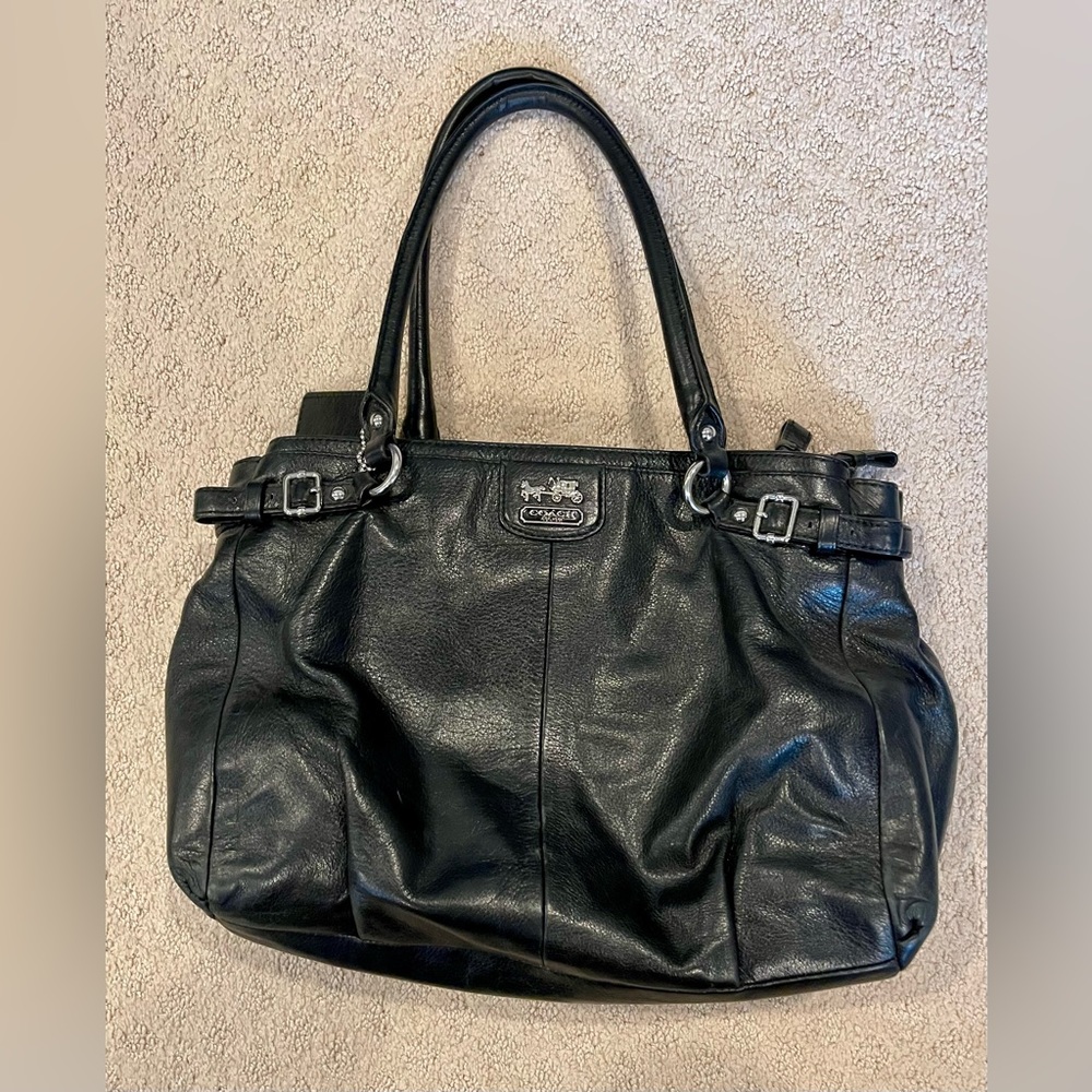 Coach Leather Madison Kara Carryall Purse Black 22262… - Gem
